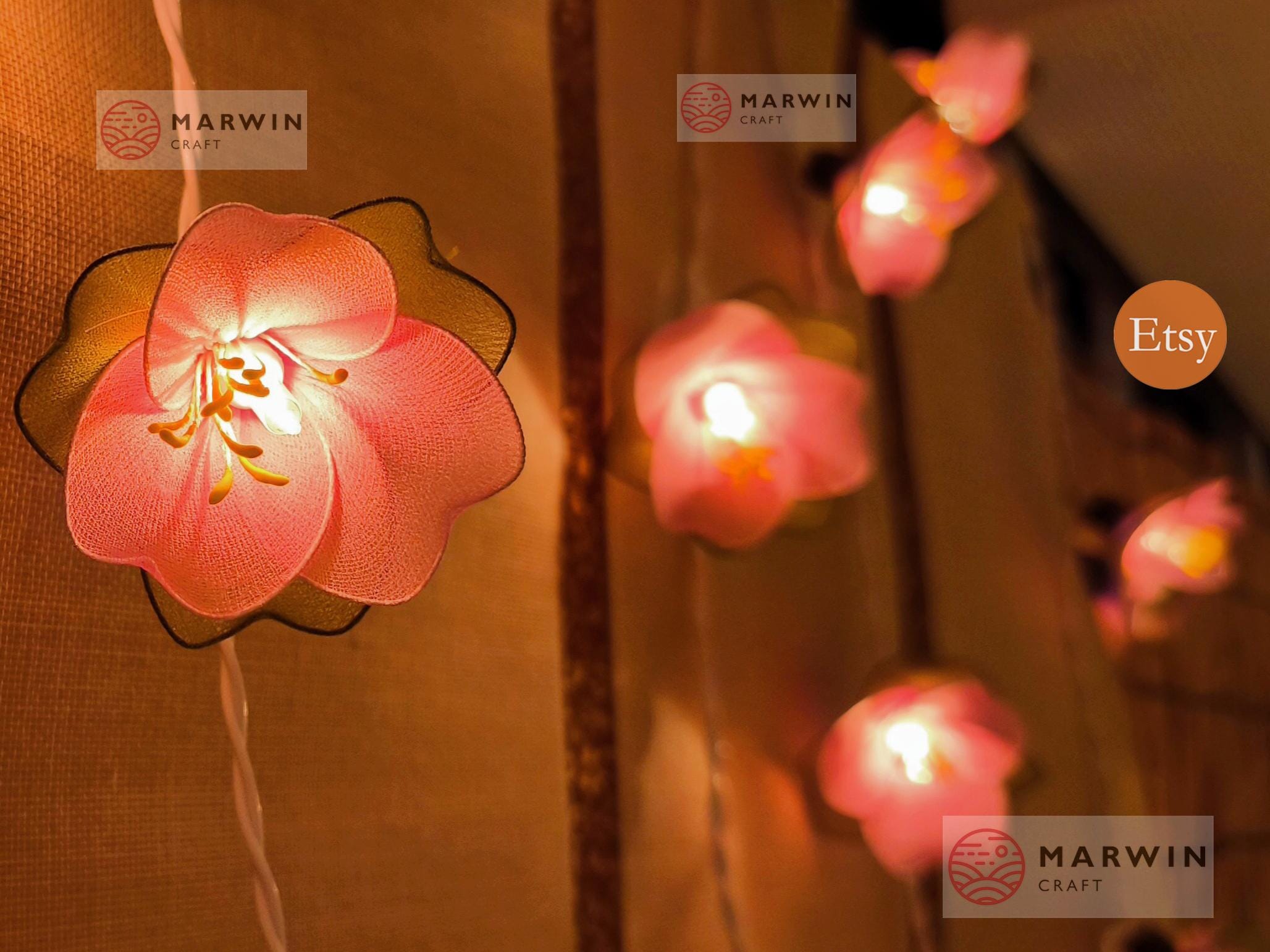 20 Pink Green String Lights Himalaya Flower Fairy Lights Bedroom Home ...