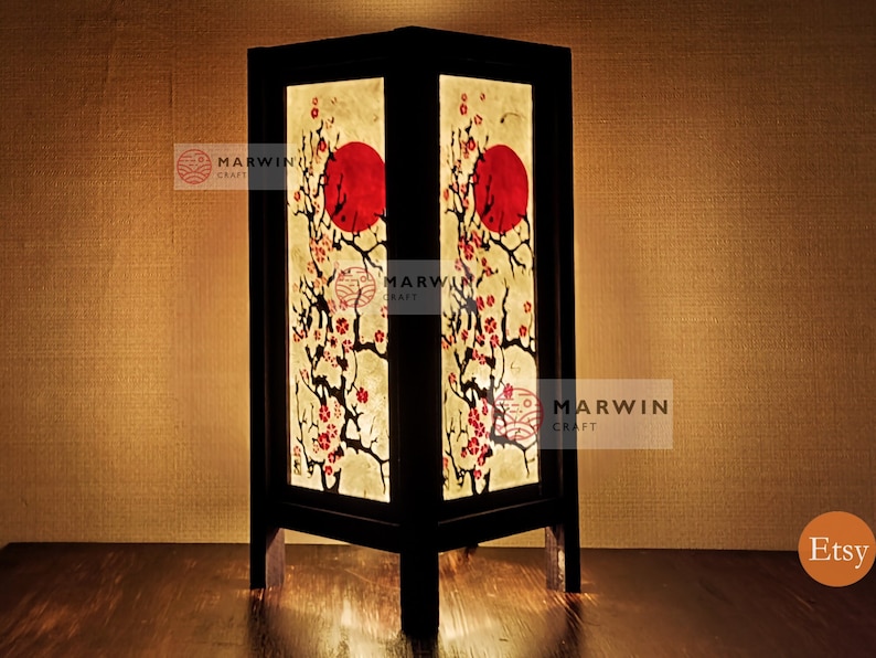 Asian Oriental Cherry Blossom Sakura Japanese Lamp Zen Bedside Lamp ...