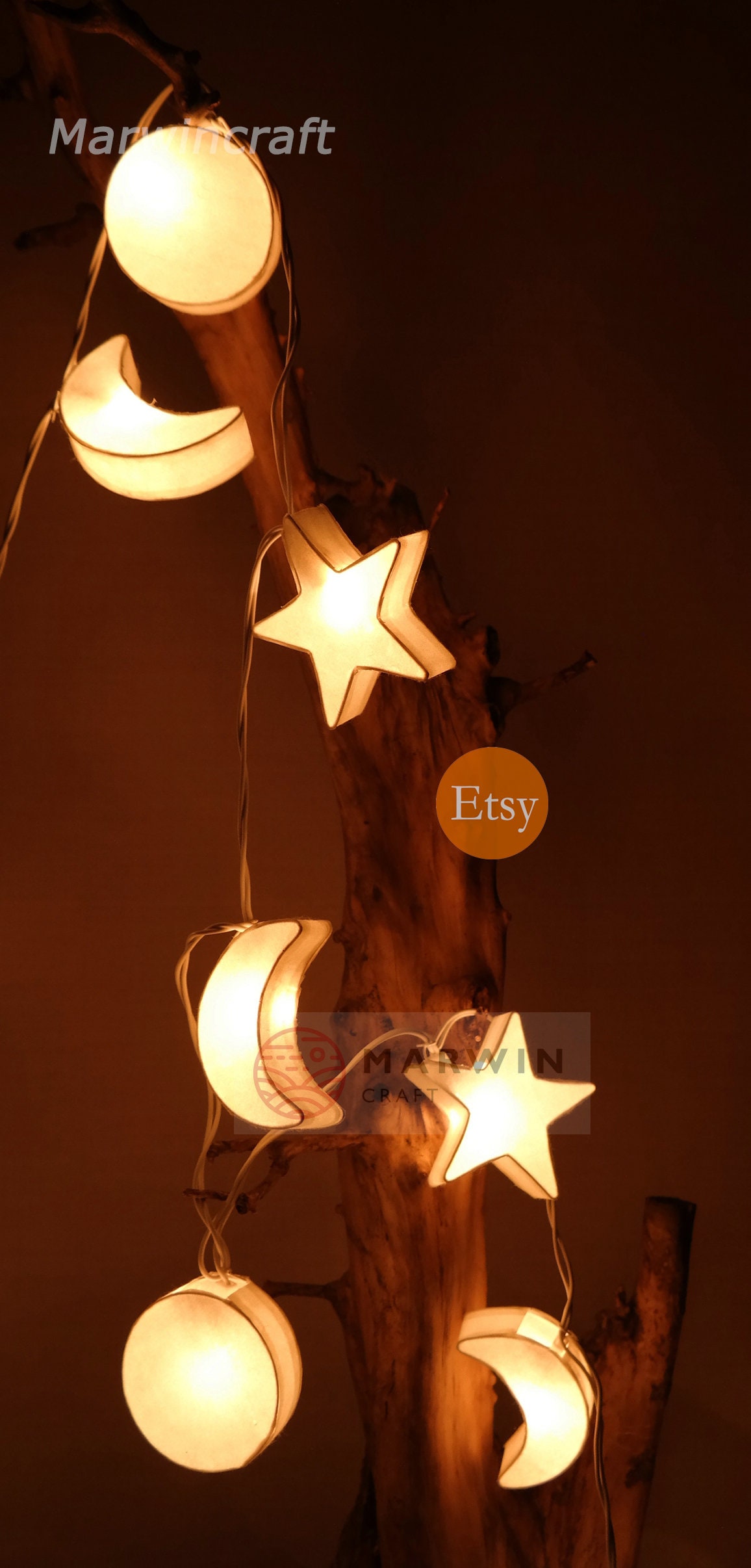 White String Lights Star Moon Paper Fairy Lights Bedroom Home - Etsy