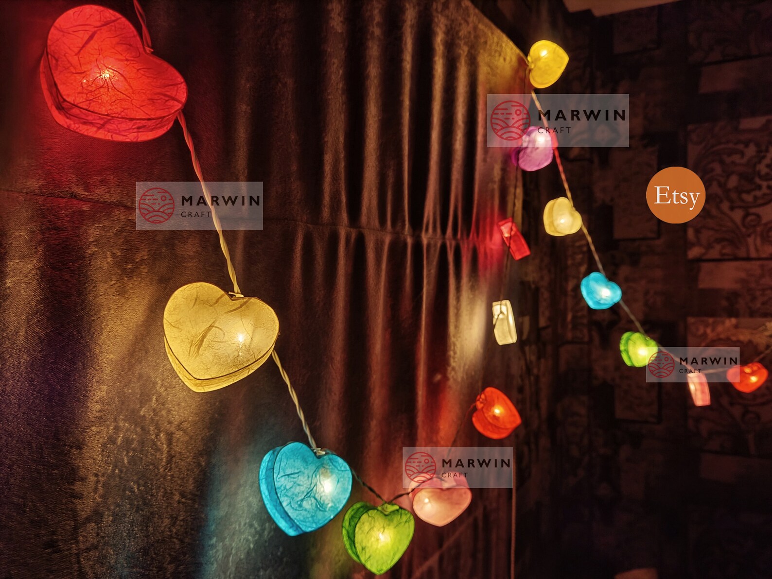 Mix Colorful Paper String Lights Heart Fairy Lights Handcrafted Bedroom ...