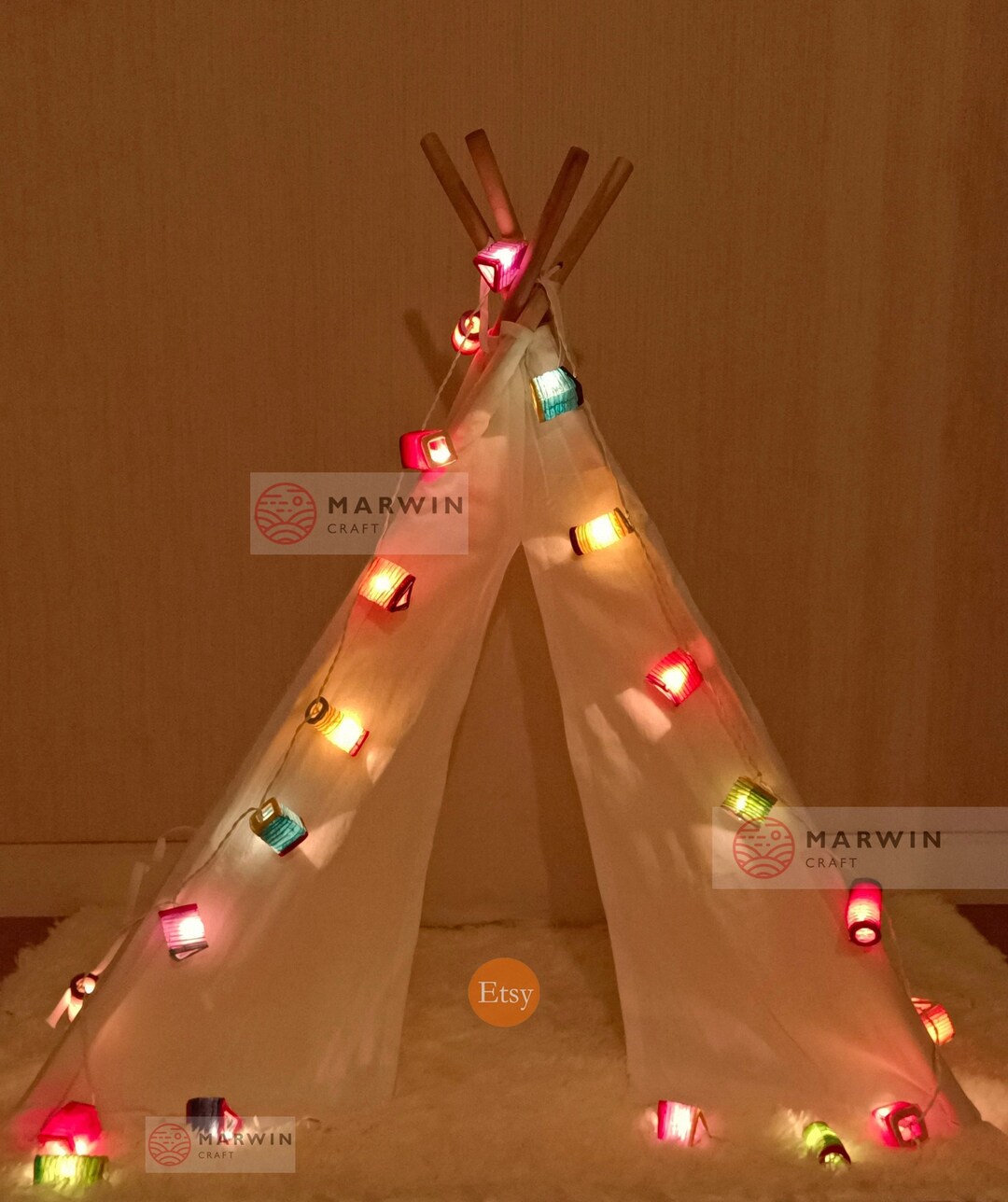 Multi Color Japanese Paper Lantern Fairy Lights Geometry Bedroom Home ...