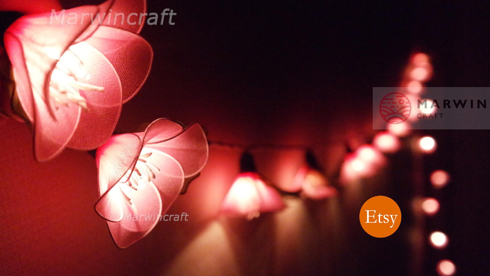 20 Soft Pink String Lights Rain Lilly Flower Fairy Lights - Etsy