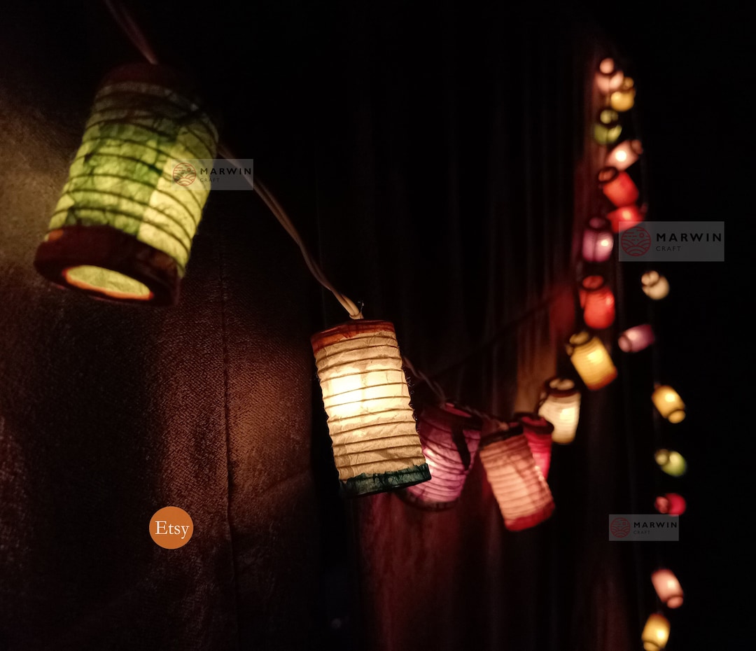 Circle Multi Colorful String Lights Japanese Paper Lantern - Etsy