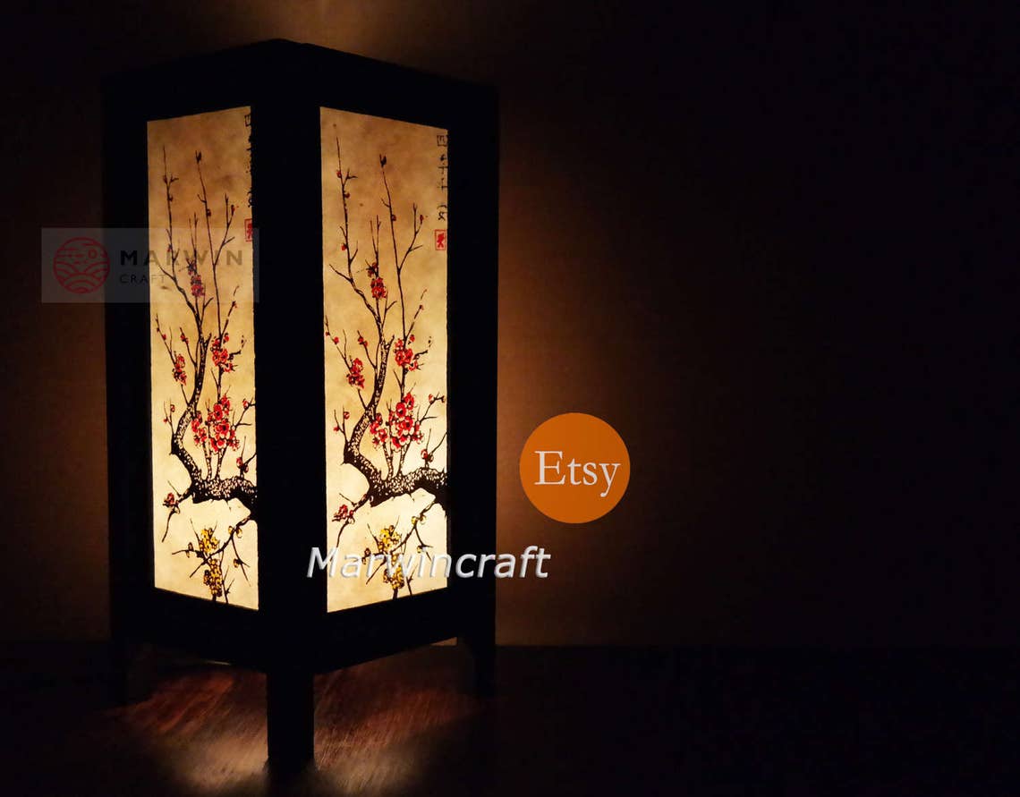 Asian Oriental Cherry Blossom Japanese Lamp Zen Bedside Lamp - Etsy