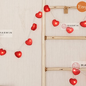 Red Paper String Lights Heart Fairy Lights Bedroom Home Decor Living ...