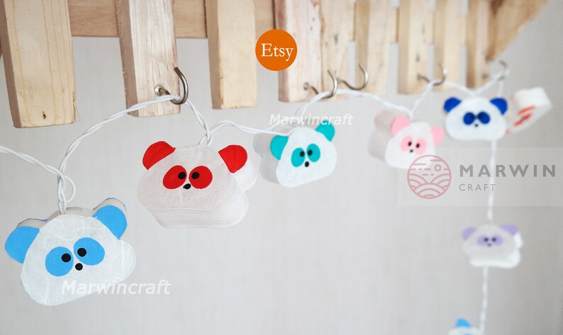 Paper String Lights Bear Panda Fairy Lights Bedroom Home Decor | Etsy