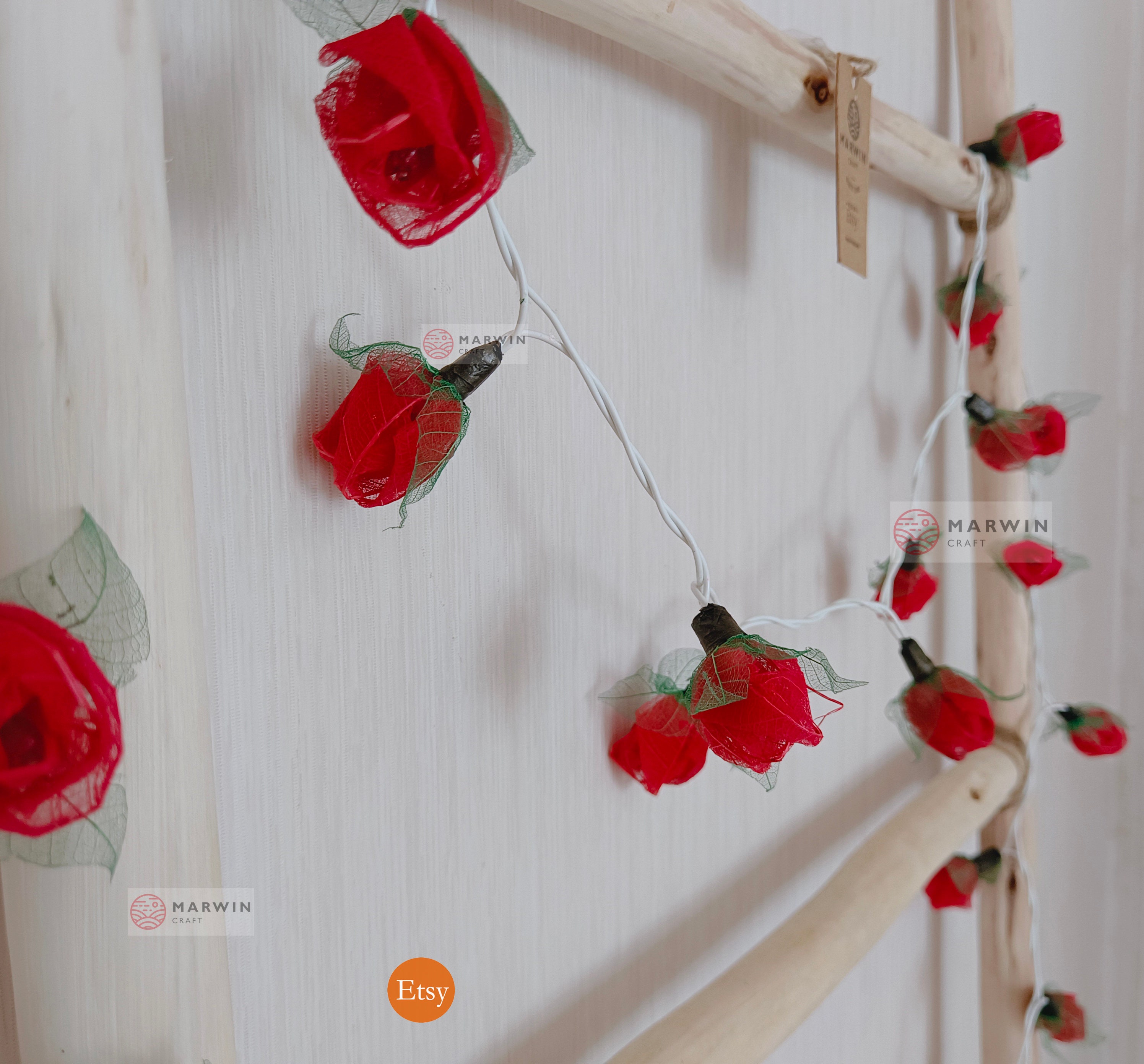 35 Red String Lights Rose Flower Fairy Lights Bedroom Home | Etsy