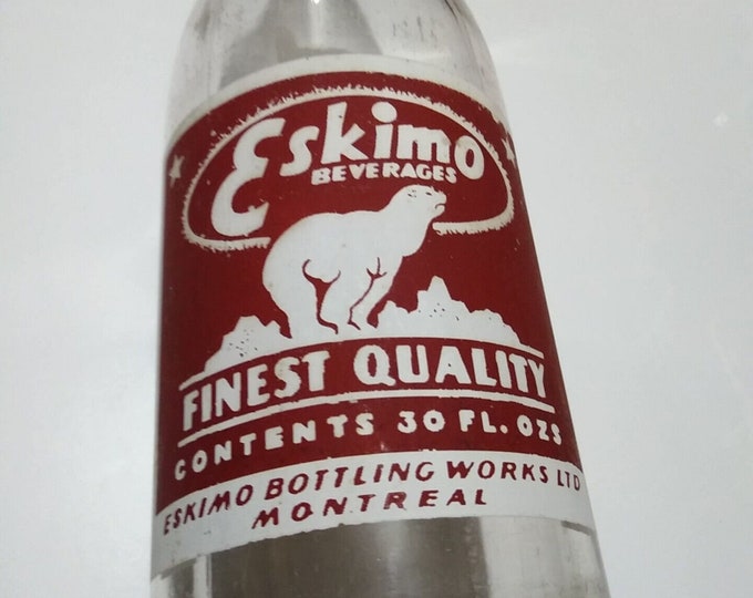 1960'S Eskimo Beverages Soda Quart Bottle Montreal - Polar Bear - Etsy