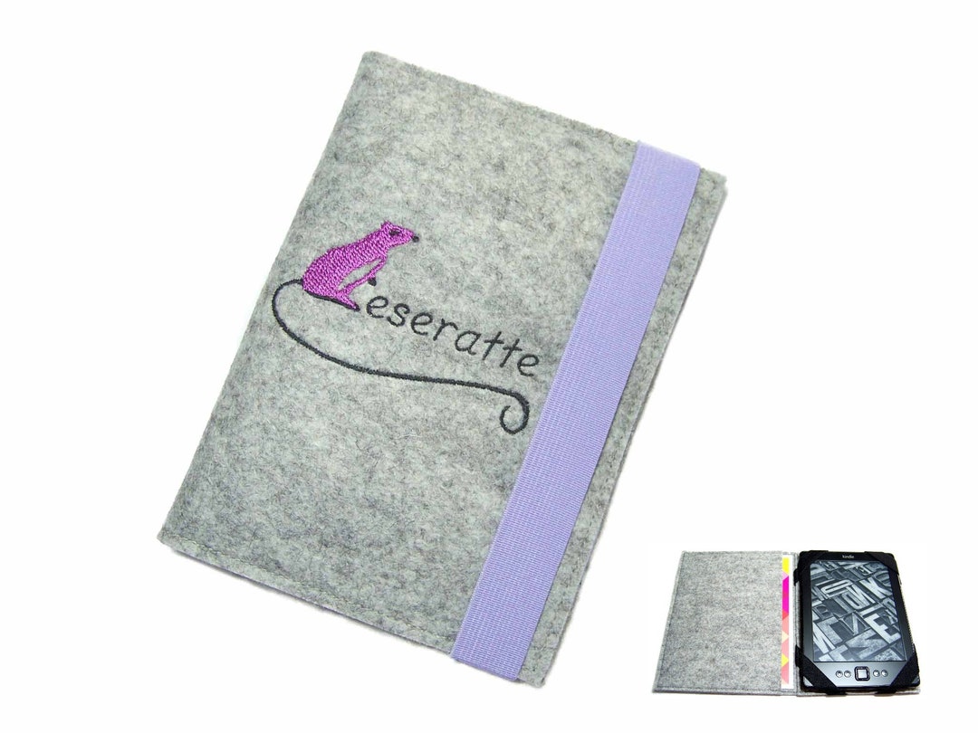 Foldable Ereader Ebook Reader Tablet Cover Bookworm Embroidery Wool ...