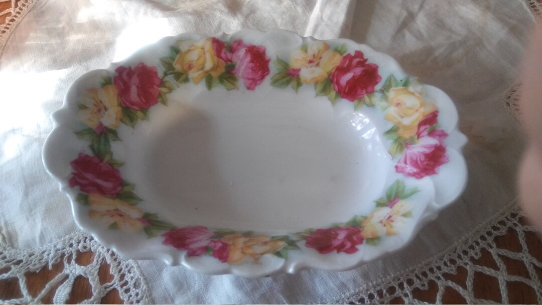 Beyer and Bock Antique Porcelain Dish With Roses 1900 - Etsy