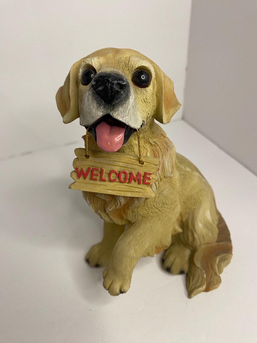 Vintage Golden Retriever Welcome Resin Figurine - Etsy