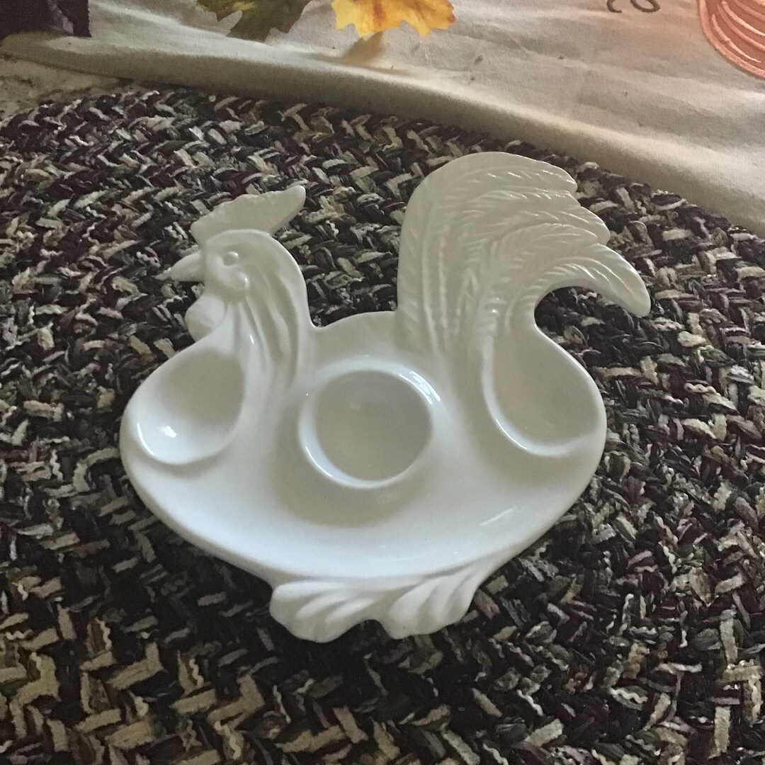 Vintage Made in Italy White Ceramic Rooster Spoon Egg Rest - Etsy