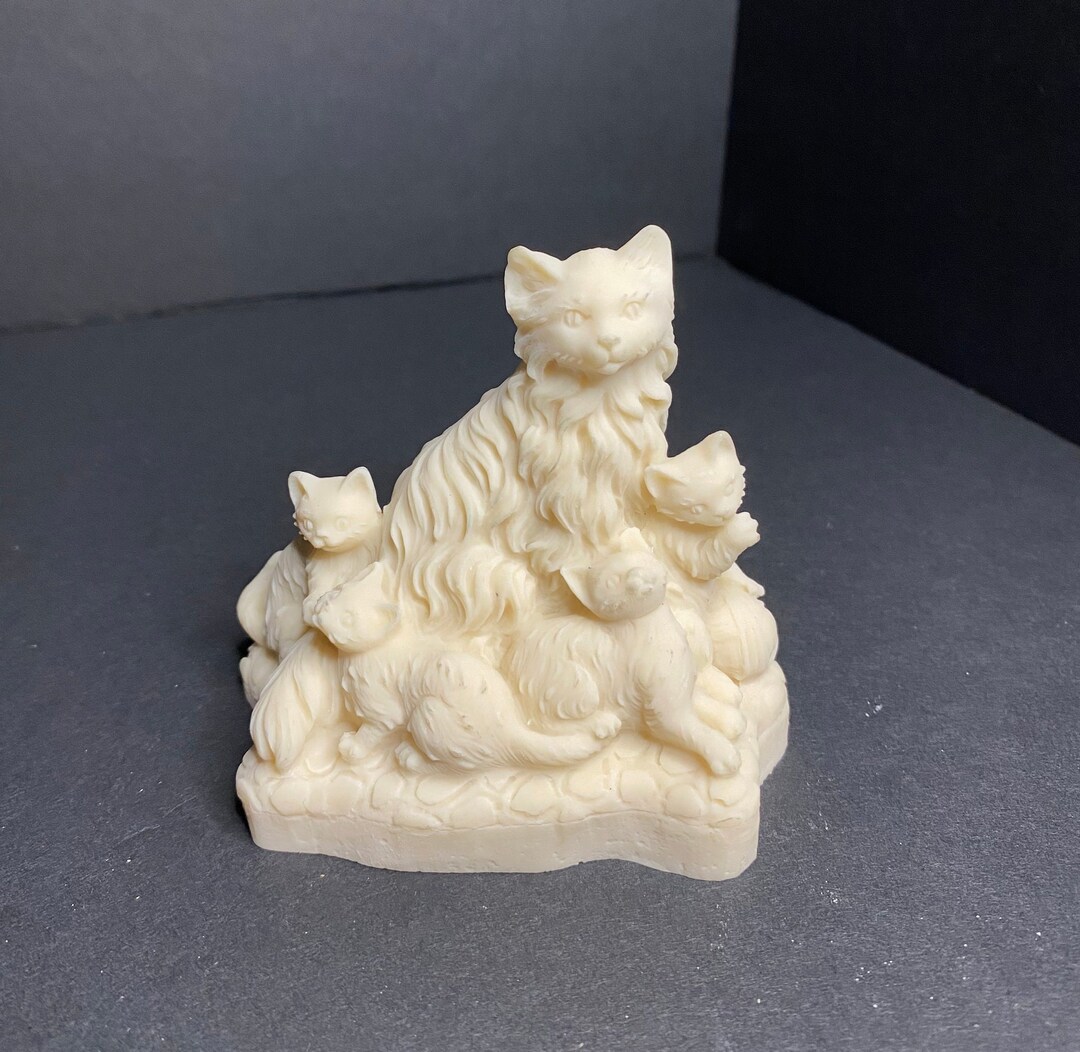 Vintage Italian Alabaster Mother Cat With Kittens Sculpture Figurine - Etsy