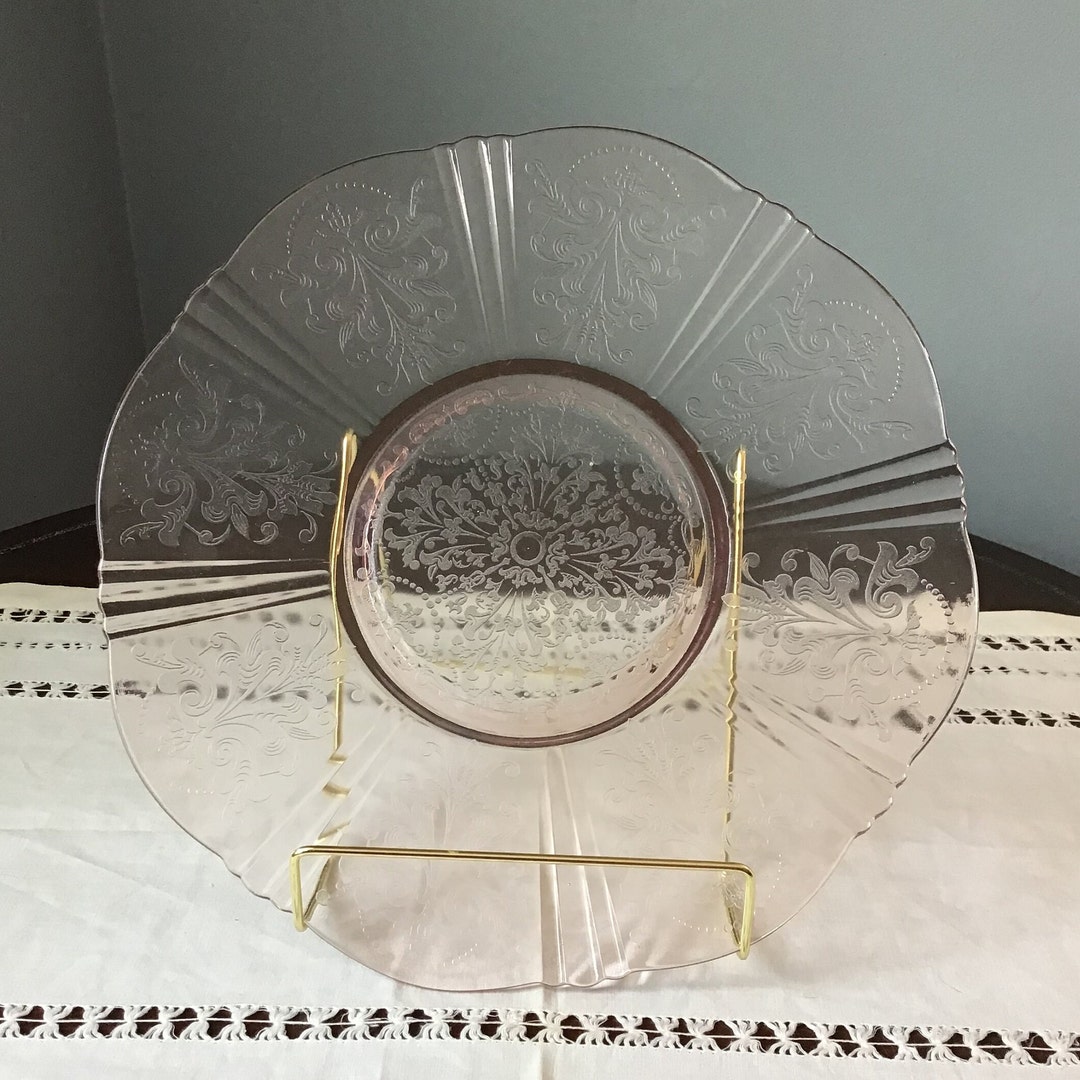Vintage Macbeth Evans Pink American Sweetheart Salver Cake Plate ...