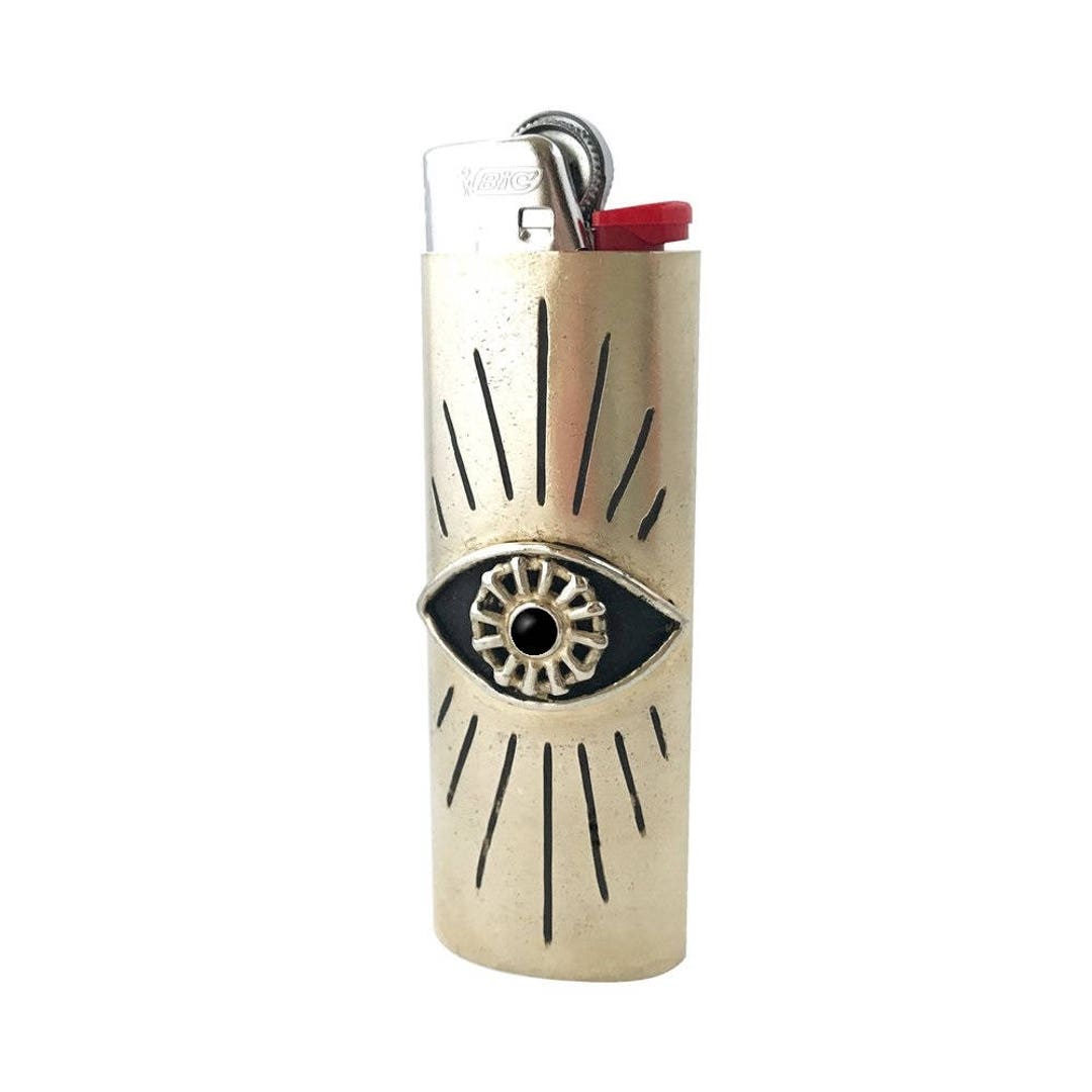 Oracle Lighter Case With Black Onyx // Evil Eye, All Seeing Eye, Brass ...