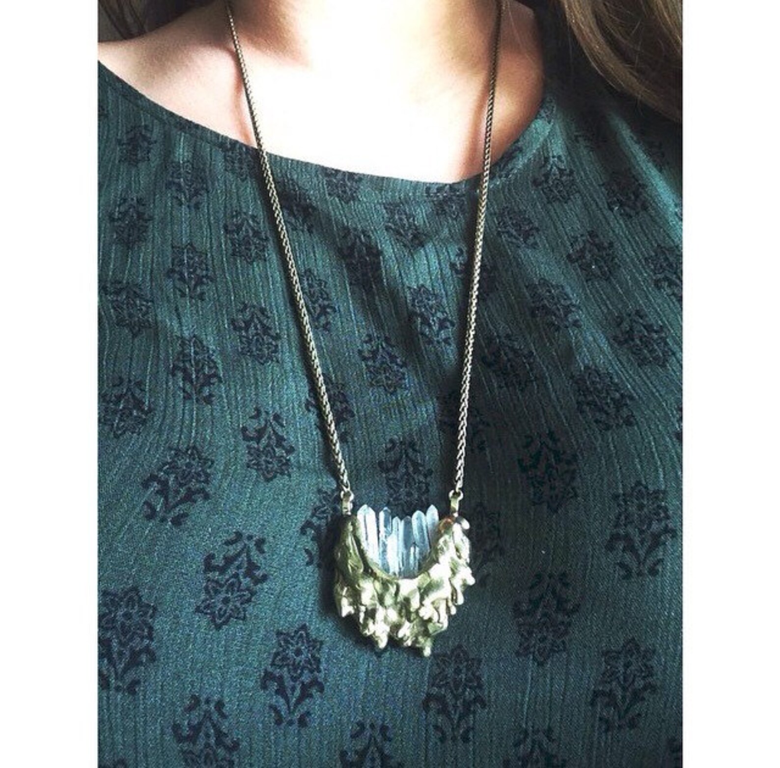 Molten Quartz Crystal Brass Pouch Necklace - Etsy