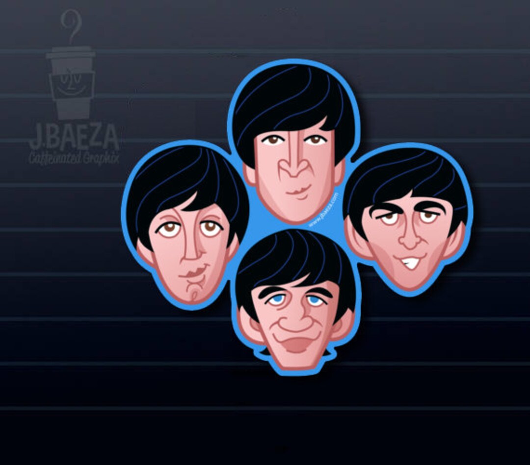 THE BEATLES Cartoon Decal Sticker Fab Four - Etsy