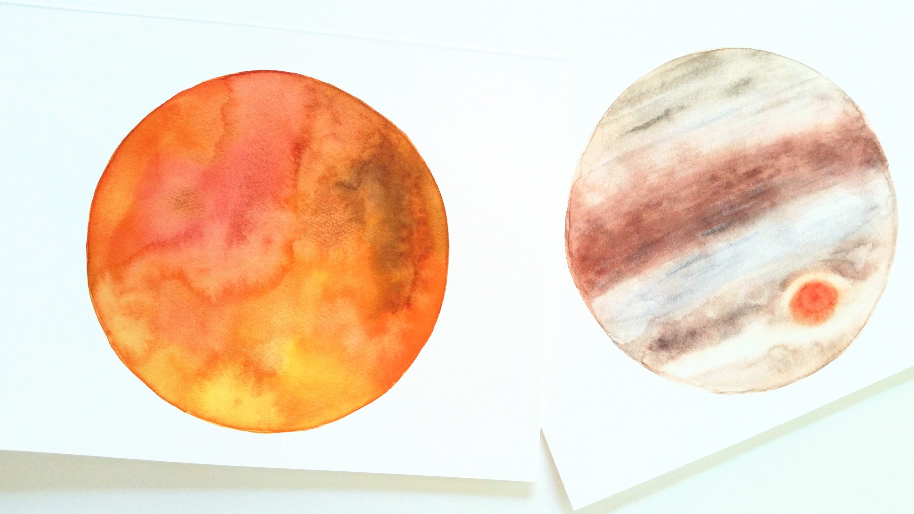 Watercolor Planets Art Print Greeting Cards - Set of 8 A2 Size - Blank ...