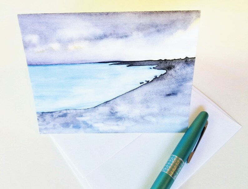 Watercolor Sunset & Shoreline Cards - Coastal Art Prints, Set of 6 - Etsy