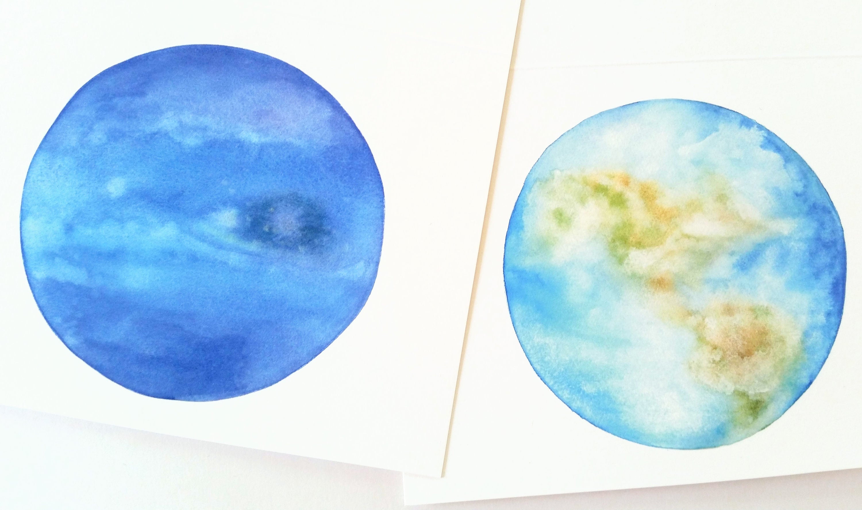 Watercolor Planets Art Print Greeting Cards - Set of 8 A2 Size - Blank ...