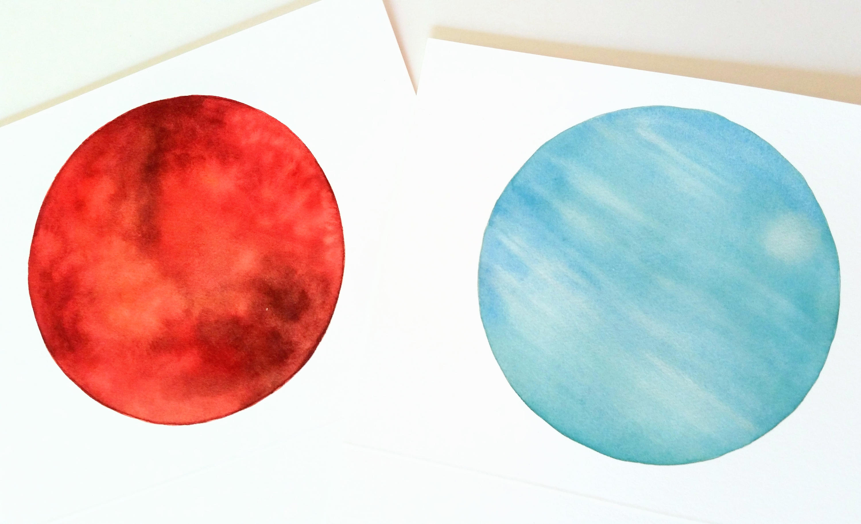 Watercolor Planets Art Print Greeting Cards - Set of 8 A2 Size - Blank ...