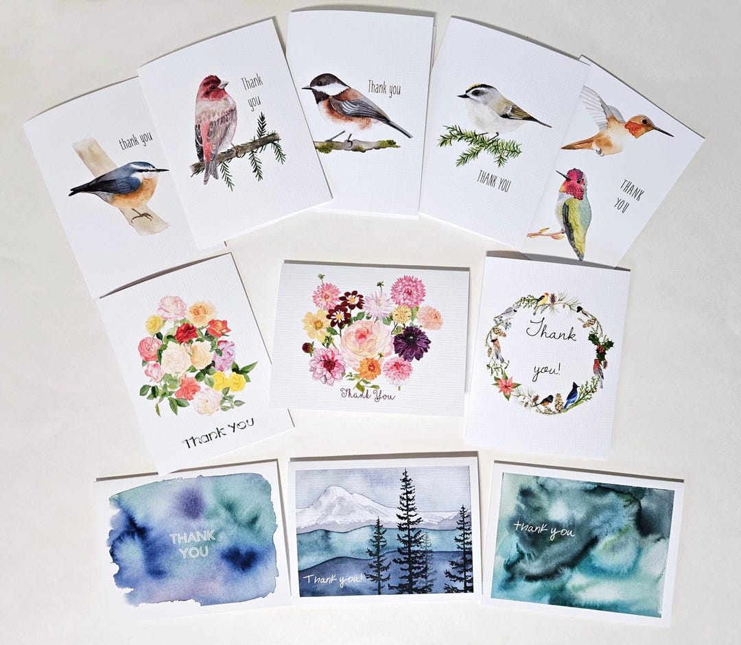 Thank You Greeting Cards - Choose From Assorted Watercolor ...