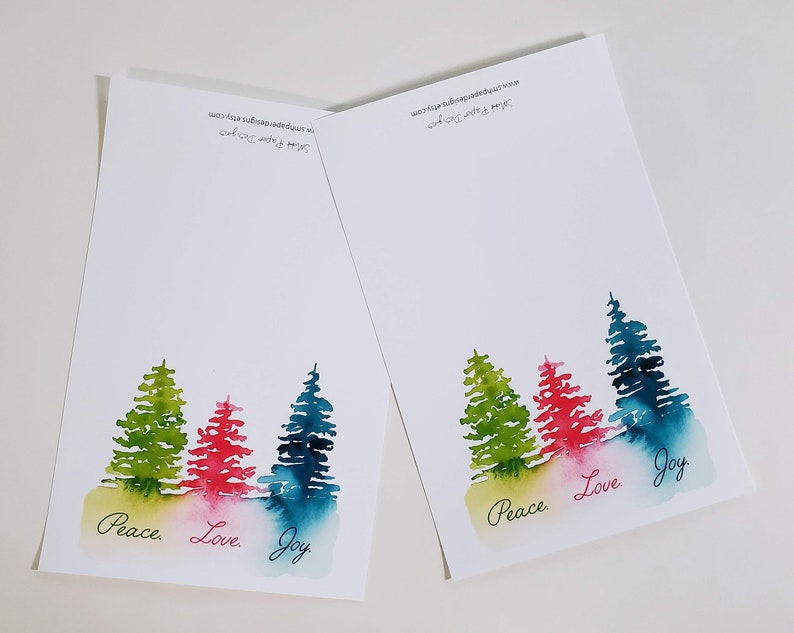 Bright Colored Trees - Holiday Watercolor - Blank Greeting Cards - A2 ...