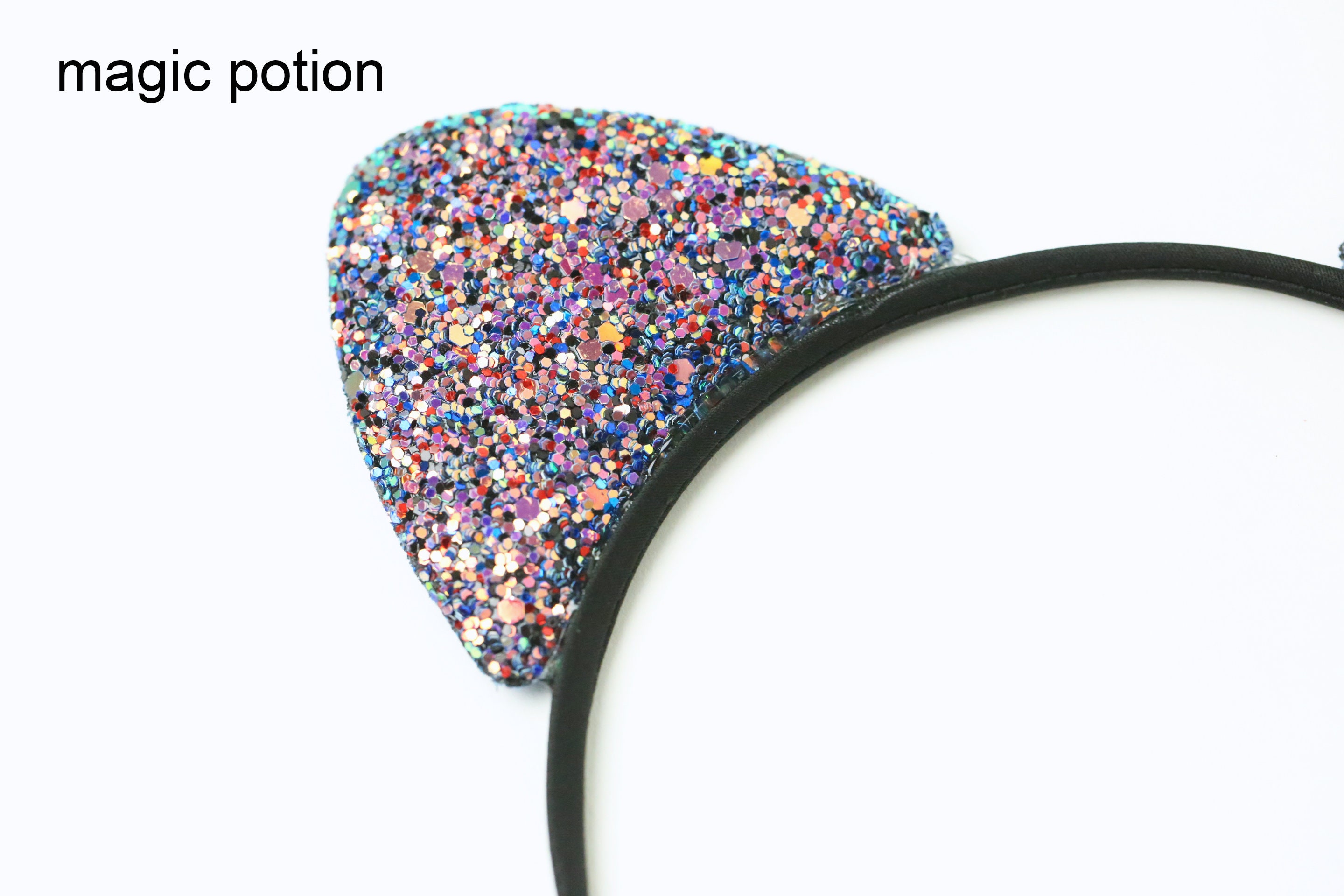Cat Ears Headbands Glitter Cat Ears Chunky Glitter Cat | Etsy