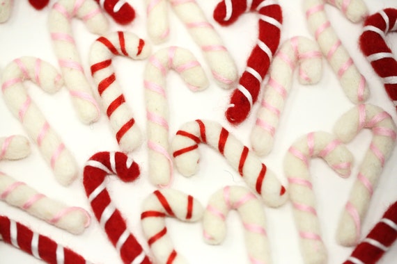 Felt Candy Canes Set of 5 | Etsy