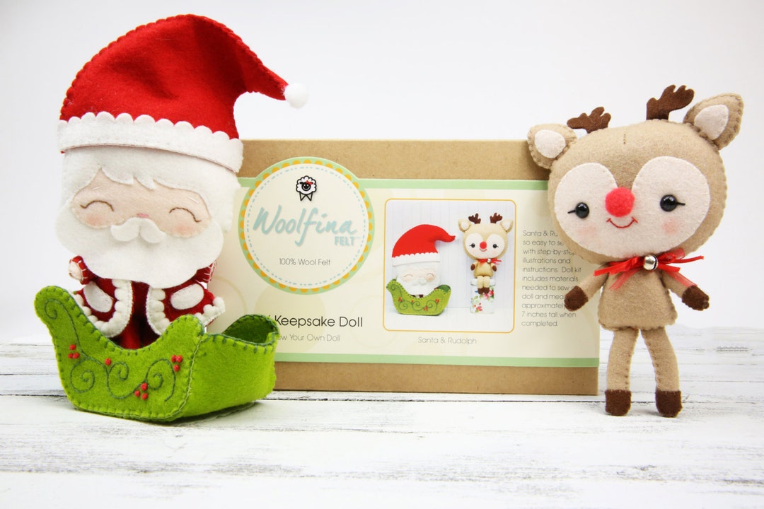 SANTA & RUDOLPH Doll Kit // Wool Felt Doll Kit // Noialand Doll Kit ...