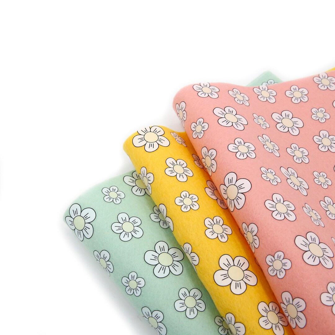 Merino Wool Felt | Printed Felt | Patterned Felt | PLUM FLOWER Wool ...