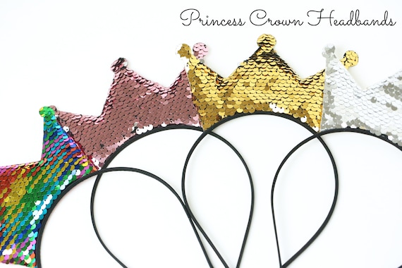 Princess Crown Headbands Princess Crown Sequin Headbands | Etsy
