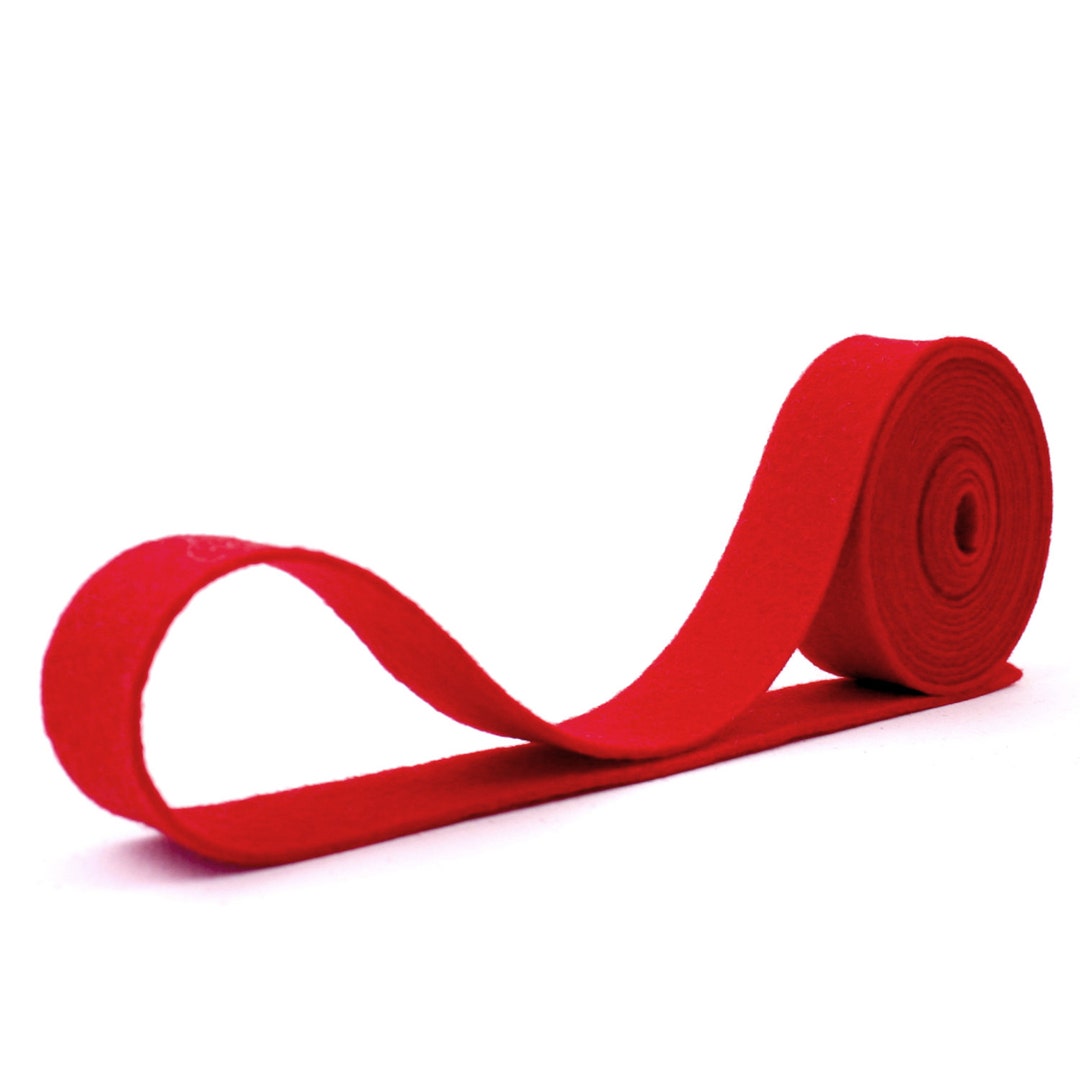 Wool Felt Ribbon - 100% Wool Felt Ribbon in Color RED - 3/4" X 2 Yards ...