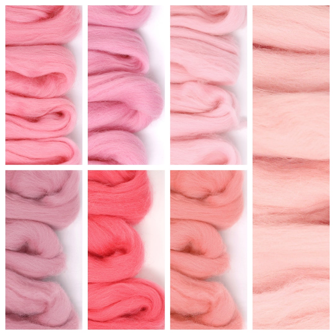 Merino Wool Roving 21 Micron Pink Roving Wet Felting Wool Needle ...