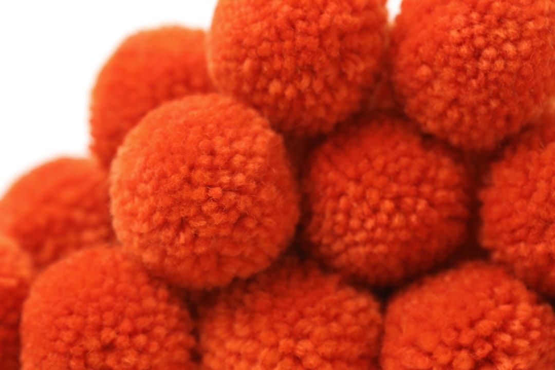 Yarn Poms - P35 RED ORANGE Yarn Pom Pom - Etsy