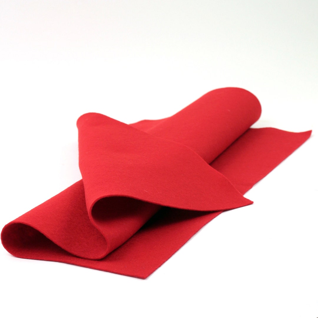 100% Wool Felt Sheet in Color RED - 18" X 18" Wool Felt Sheet - Merino ...