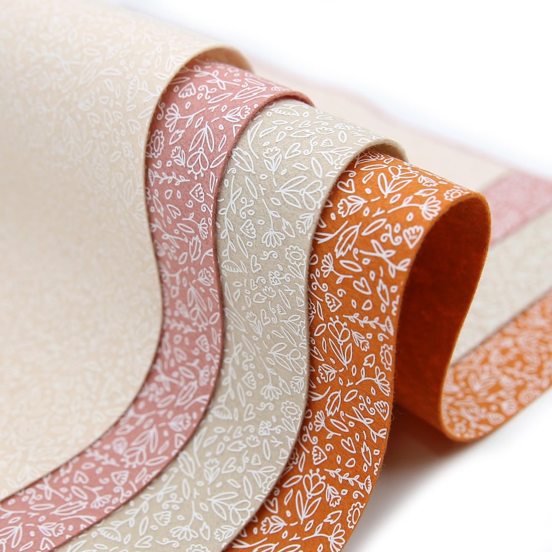 Merino Wool Felt | Printed Felt | Patterned Felt | BOHO FLORAL SKETCH ...