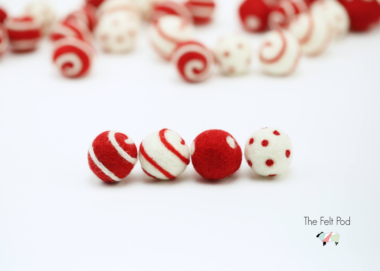 Red Polka Dot Felt Balls // Red Polka Dot Balls // Red Swirl | Etsy