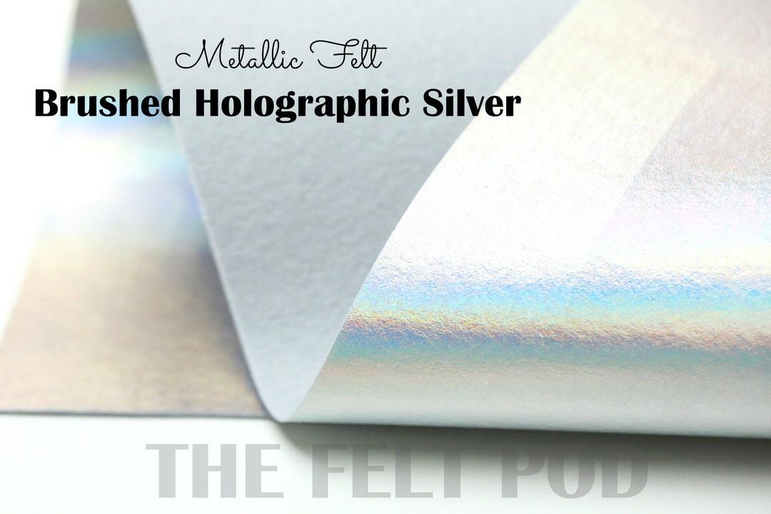 Metallic Felt - HOLOGRAPHIC SILVER Metallic Felt - Metallic Wool Felt ...