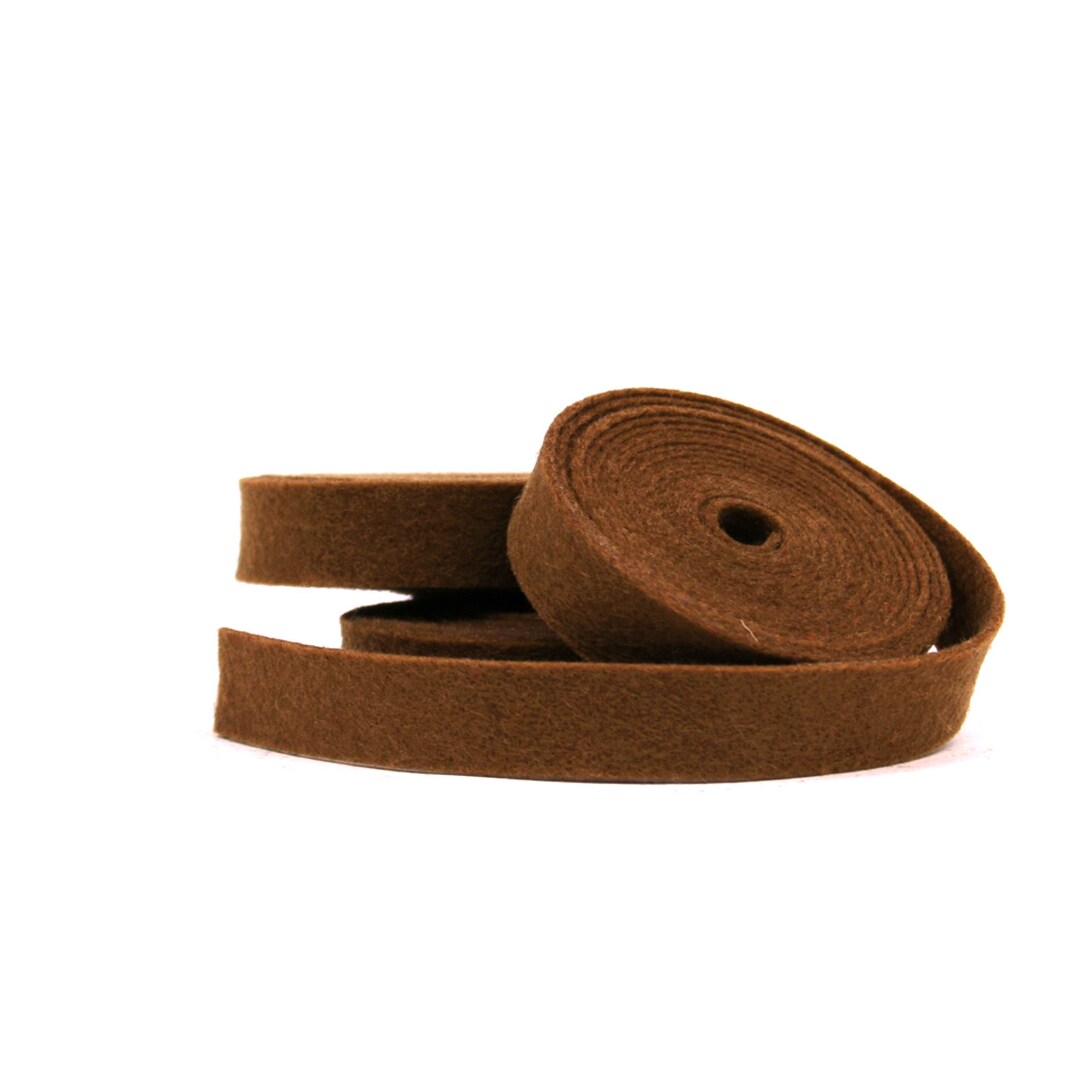 Wool Felt - 100 Percent Wool Felt Ribbon in Color BROWN - 1/2 Inch X 2 ...