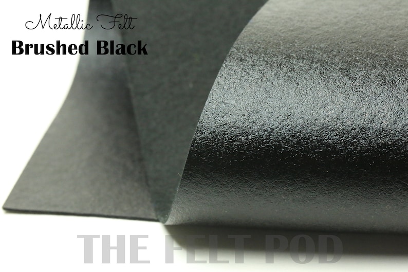 Metallic Felt - BRUSHED BLACK Metallic Felt - Wool Felt - Metallic Wool ...