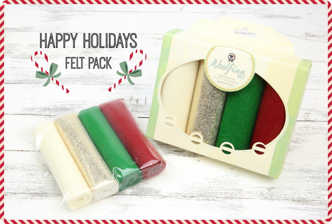 HAPPY HOLIDAYS Felt Pack // Christmas Wool Felt // Christmas Felt ...
