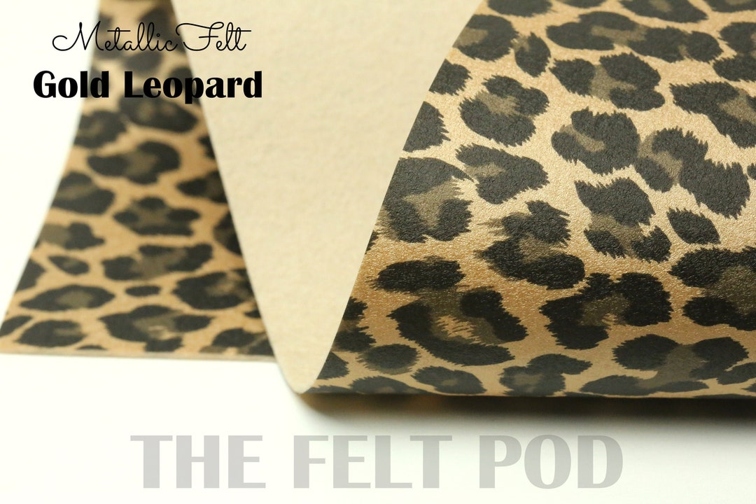Metallic Felt - BRUSHED GOLD LEOPARD Felt - Wool Felt - Metallic Wool ...