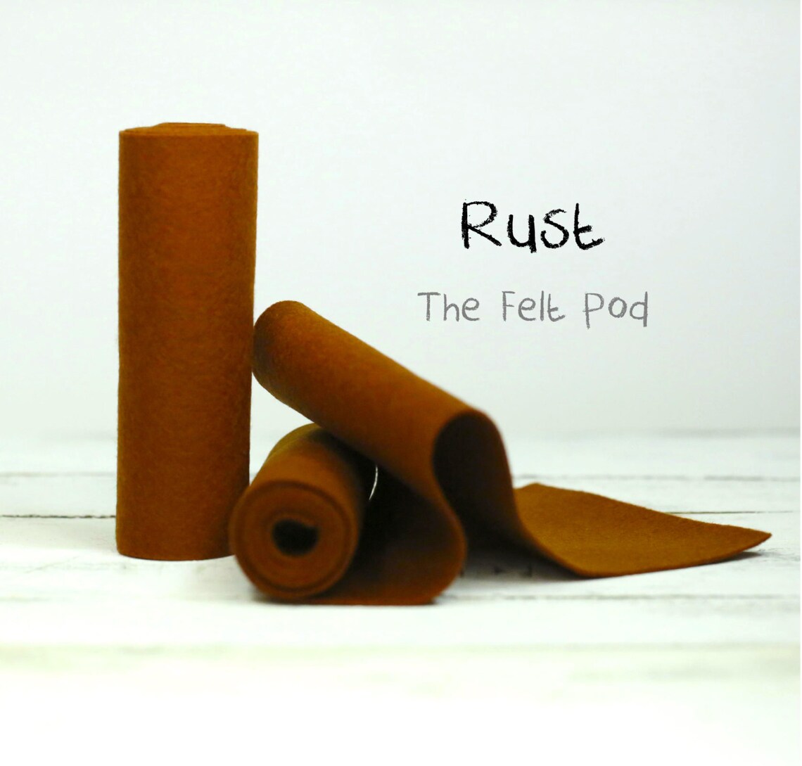 100 Percent Wool Felt Roll in Color RUST - 5" X 36" Wool Felt Roll ...