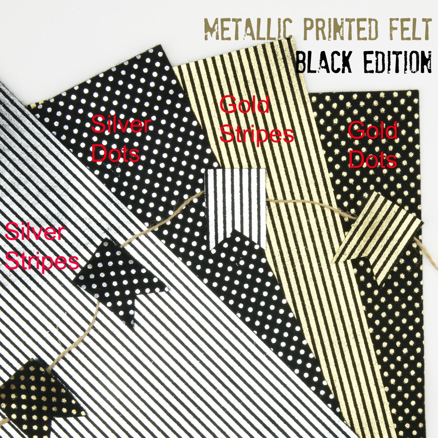 Printed Felt // Metallic Printed Wool Felt // Metallic Printed Wool ...