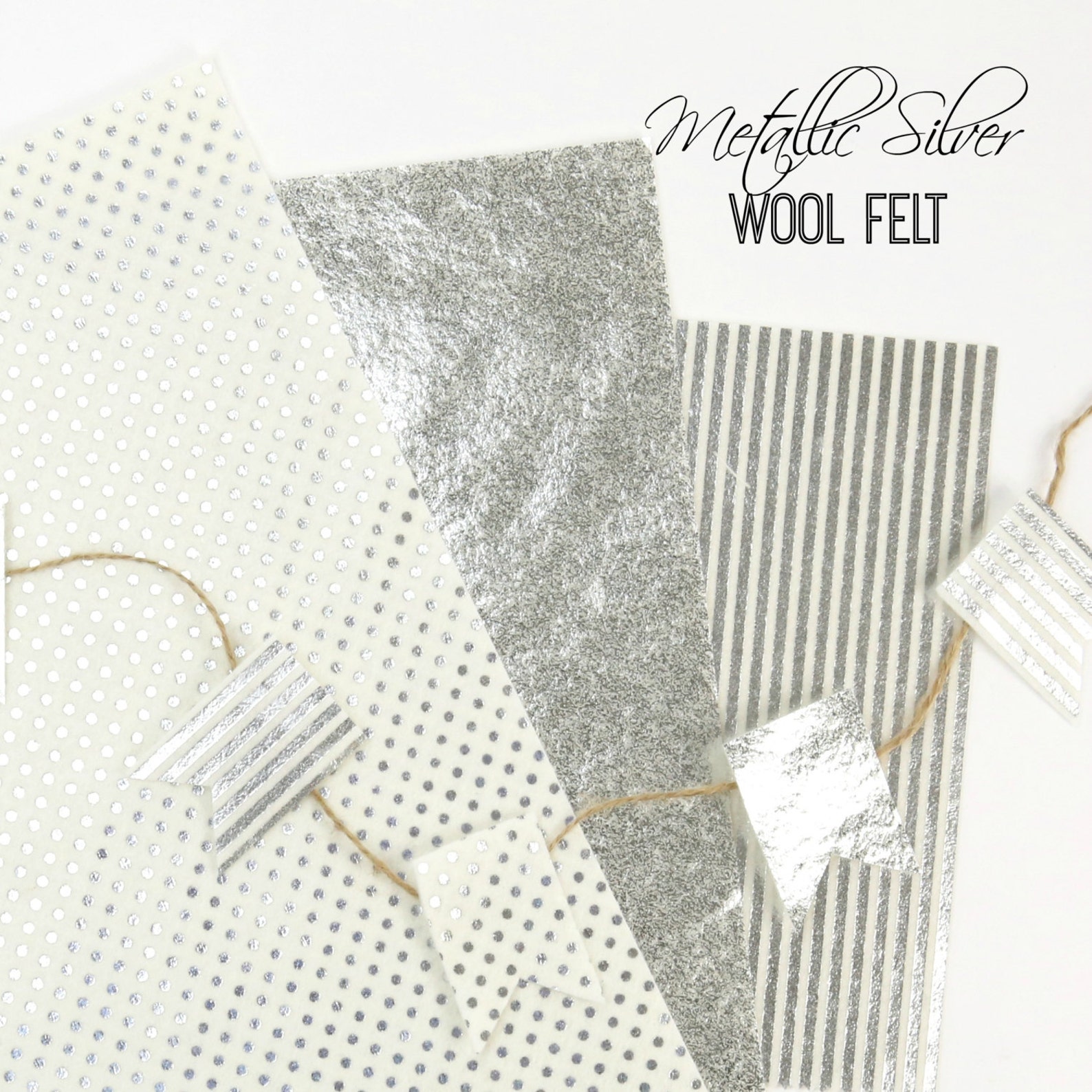 Metallic Silver Printed Felt // Metallic Silver Felt // | Etsy