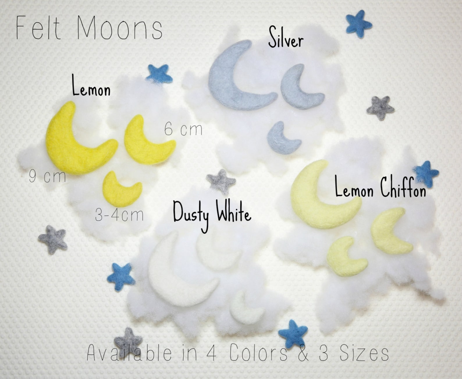 Felt Moons 3-4 Cm 6 Cm and 9 Cm Felt Moons Choose From 3 - Etsy