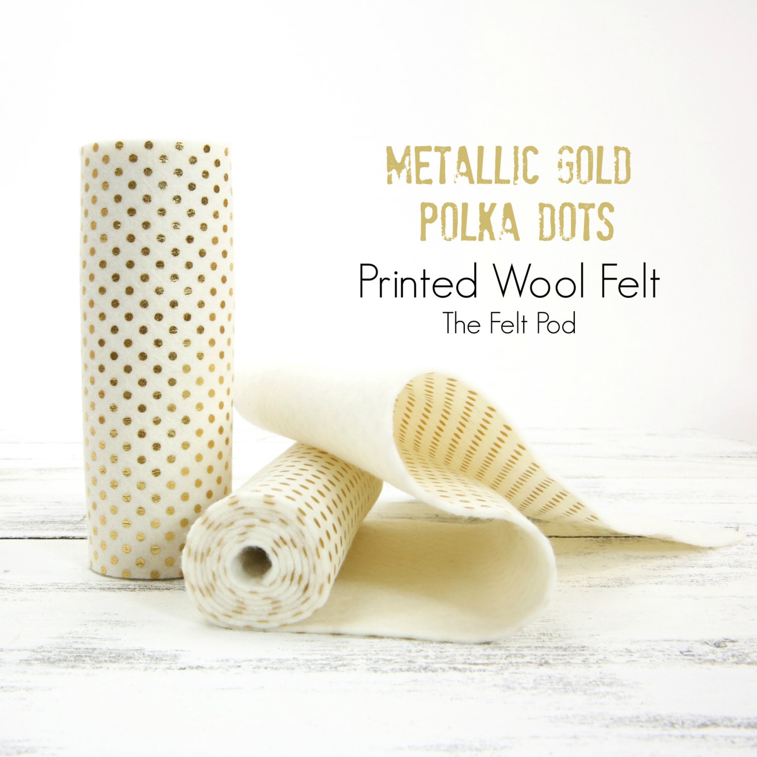 Metallic Gold Printed Felt // Metallic Gold Tinsel Felt // | Etsy