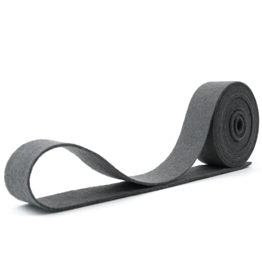 Wool Felt - 100 Percent Wool Felt Ribbon in Color CHARCOAL - 3/4" X 2 ...