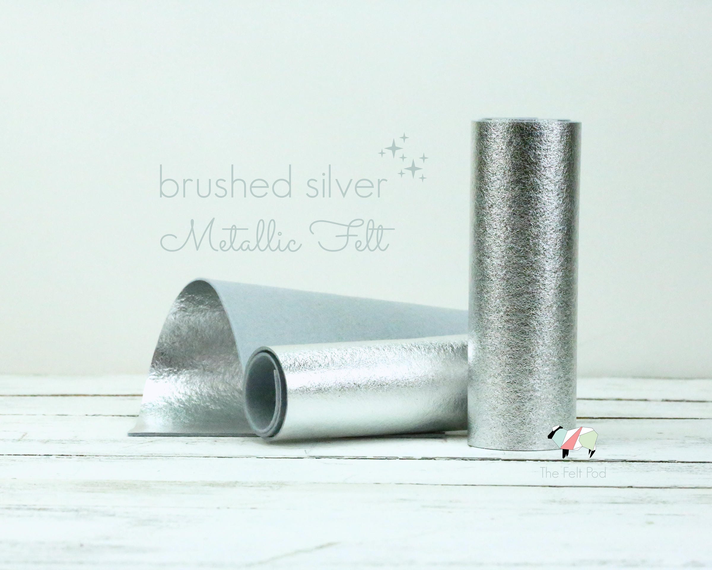 Metallic Felt - BRUSHED SILVER Metallic Felt - Wool Felt - Metallic ...